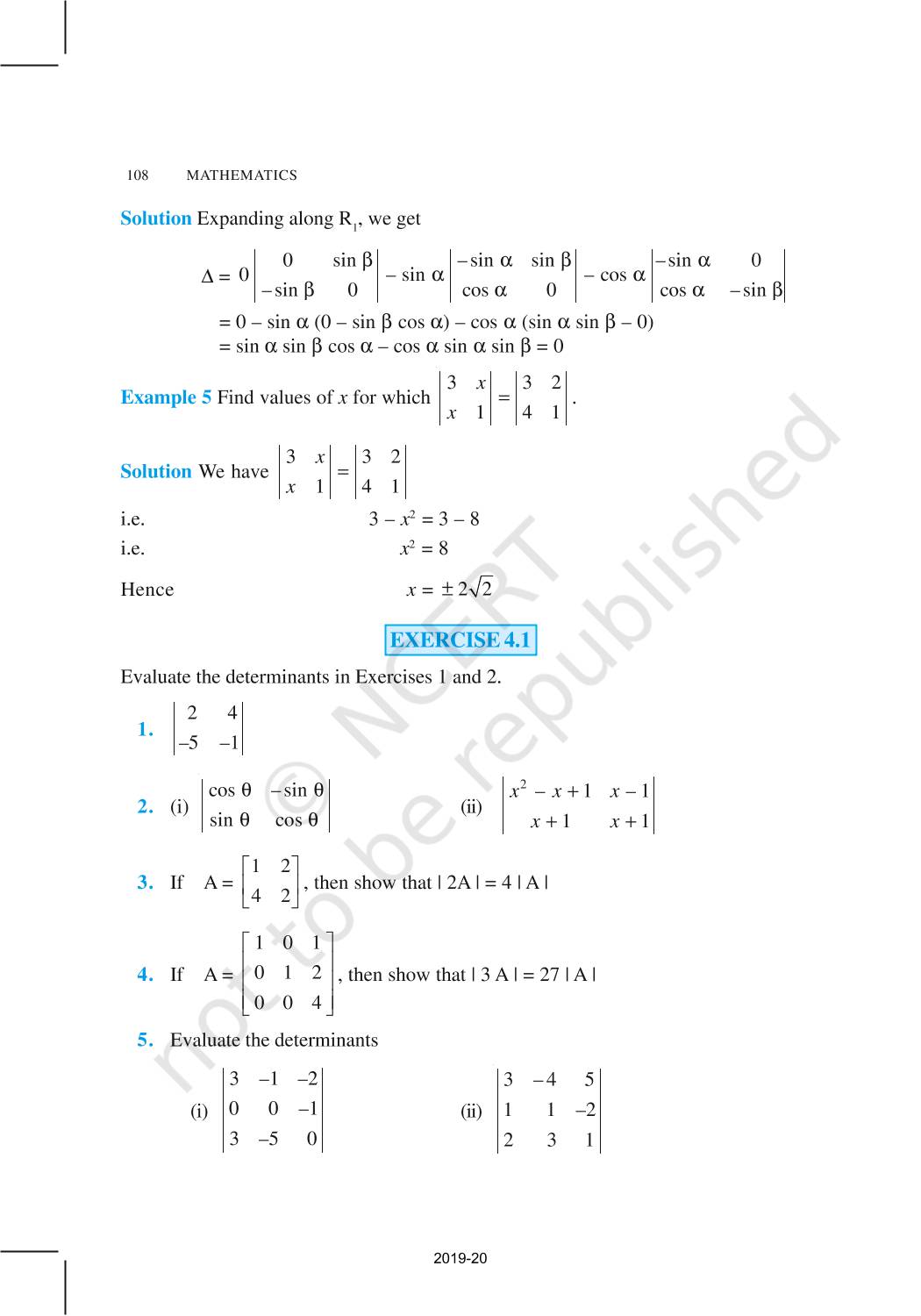 Determinants - NCERT Book of Class 12 Mathematics Part I